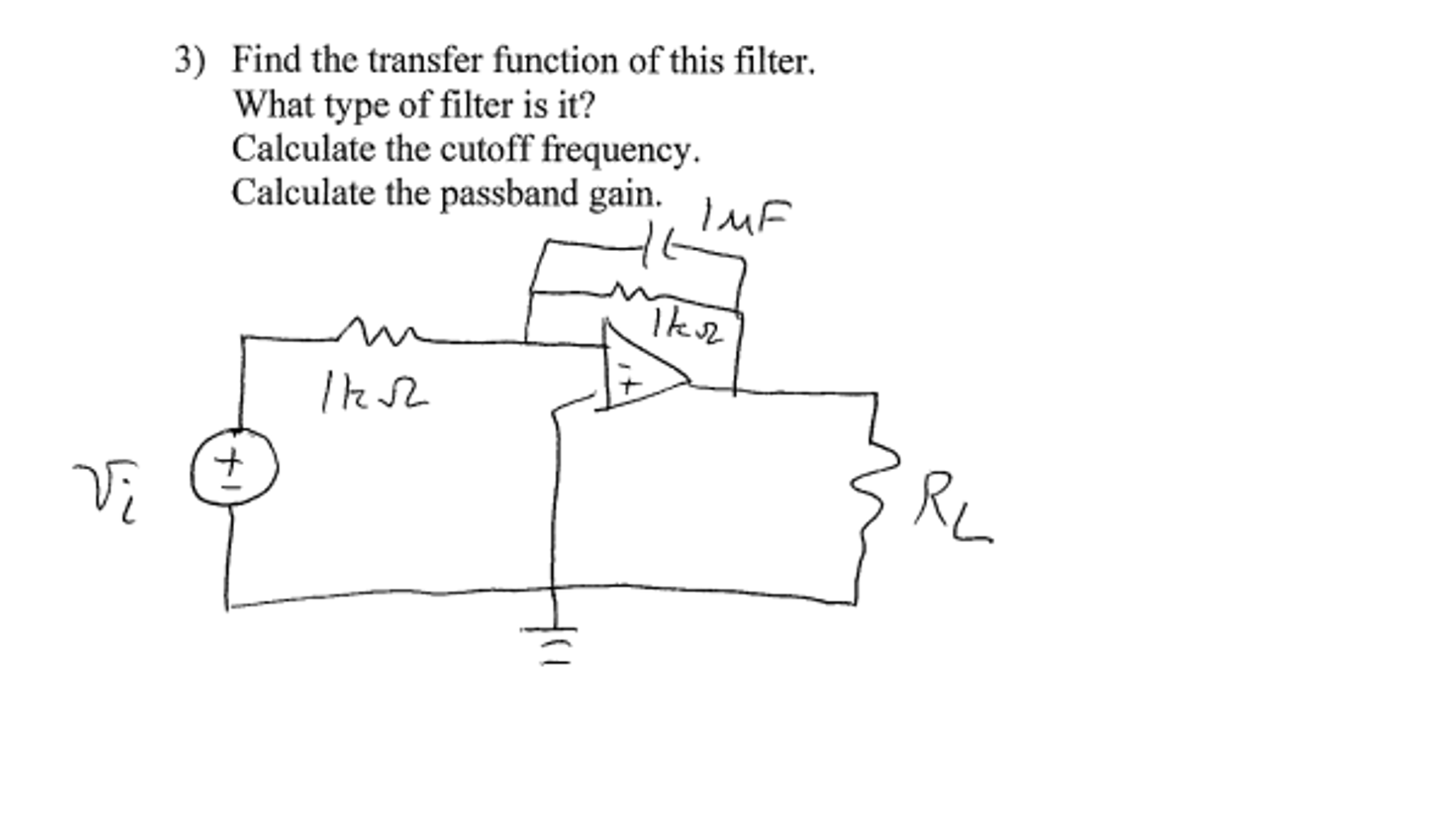 Solved Find the transfer function of this filter. What type | Chegg.com