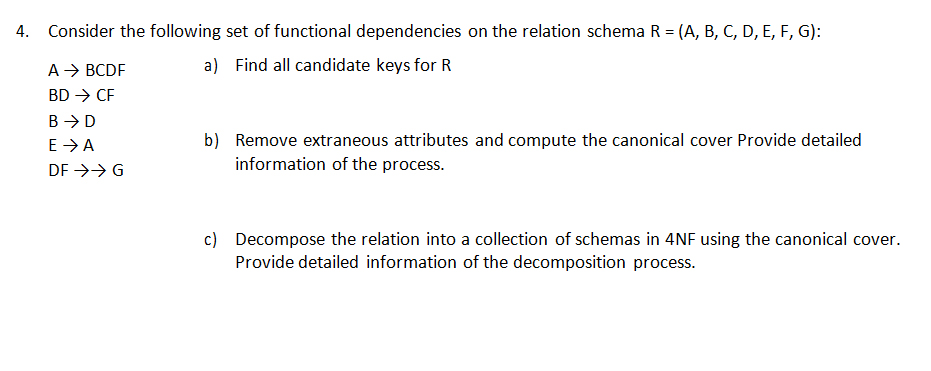 4. Consider the following set of functional | Chegg.com