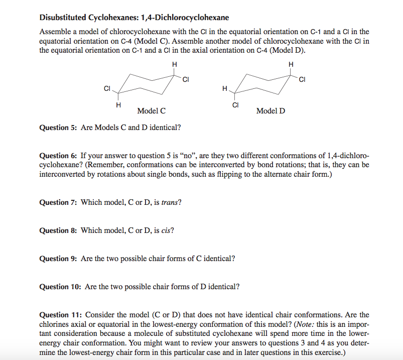 Solved Disubstituted Cyclohexanes: 1,4-Dichlorocyclohexane | Chegg.com