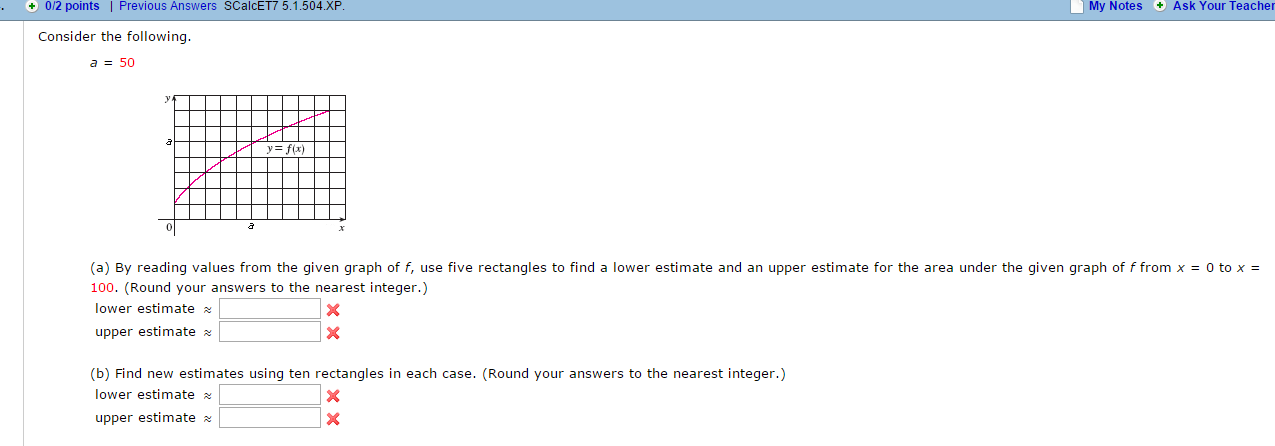 Solved Consider the following. a = 50 (a) By reading values | Chegg.com