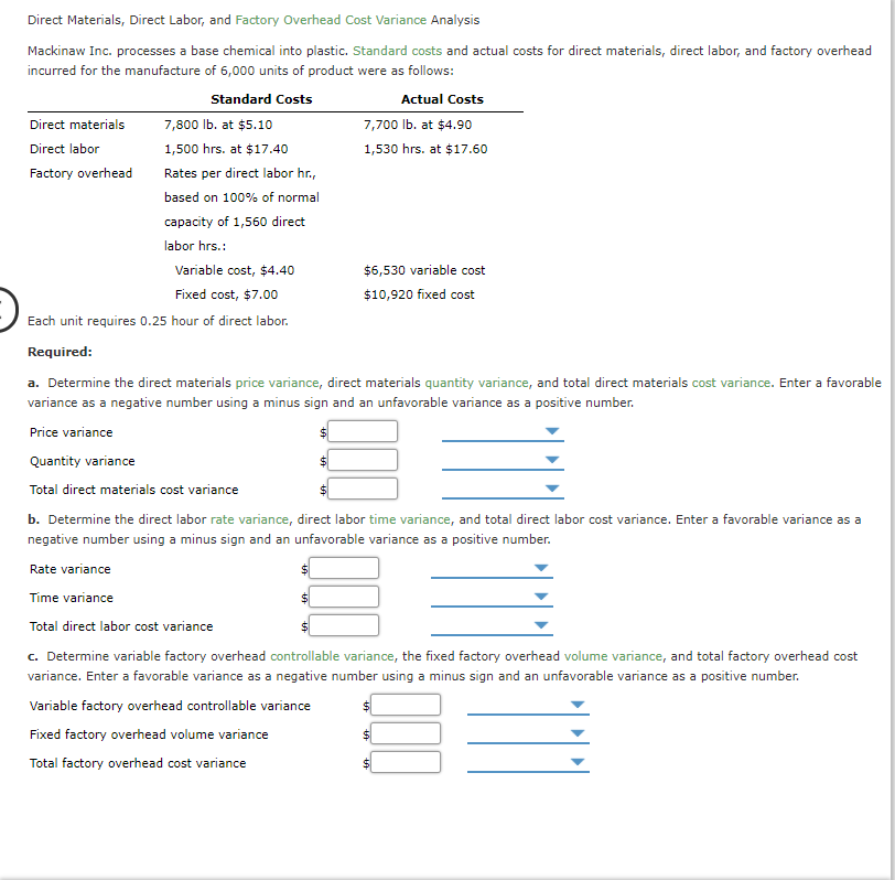 Solved Direct Materials, Direct Labor, and Factory Overhead | Chegg.com