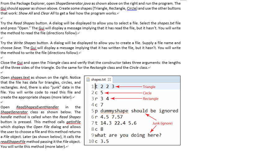 From the Package Explorer, open ShapeGenerator.java | Chegg.com