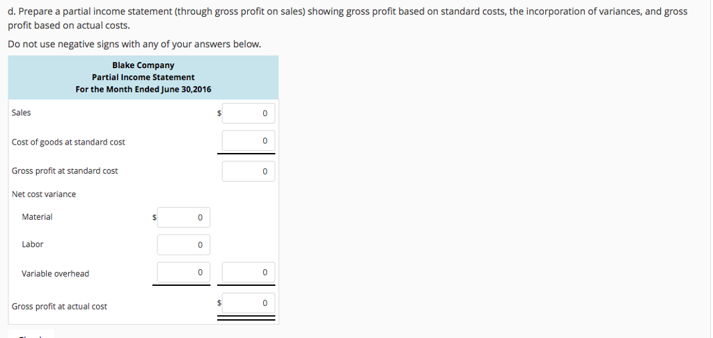 Variances, Entries, and Income Statement A summary of | Chegg.com