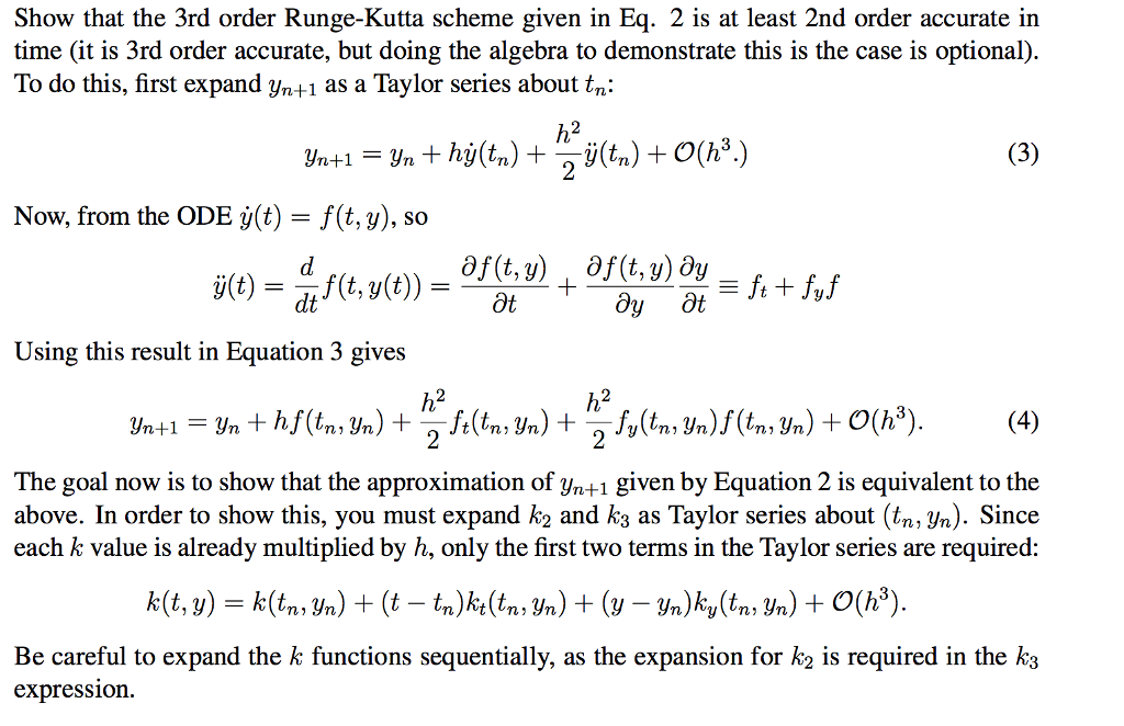 Solved Show that the 3rd order Runge-Kutta scheme given in | Chegg.com