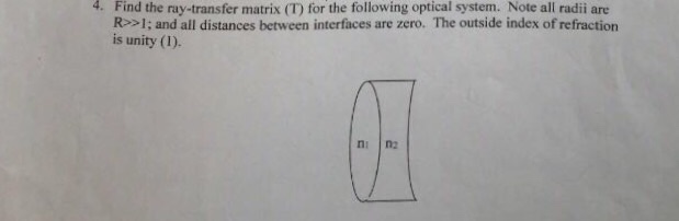 Solved Find the ray-transfer matrix (T) for the following | Chegg.com