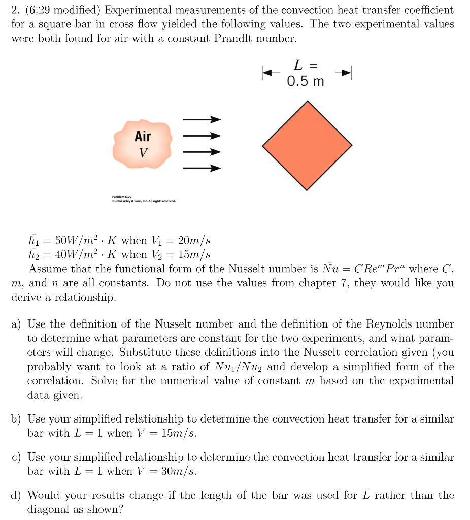 Solved Experimental measurements of the convection heat | Chegg.com