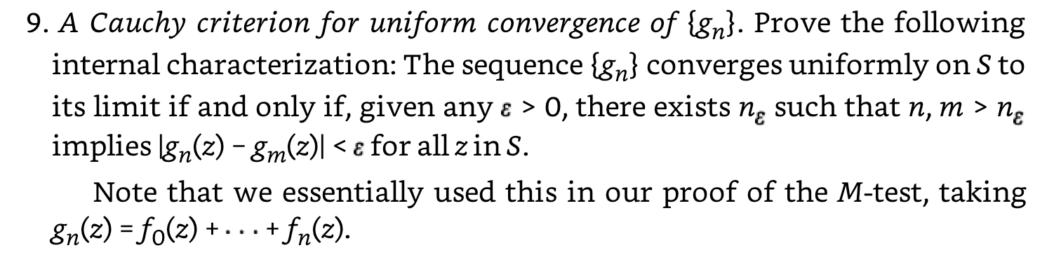 Solved A Cauchy criterion for uniform convergence of {g_n}. | Chegg.com