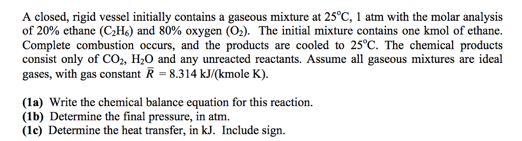Solved A closed, rigid vessel initially contains a gaseous | Chegg.com