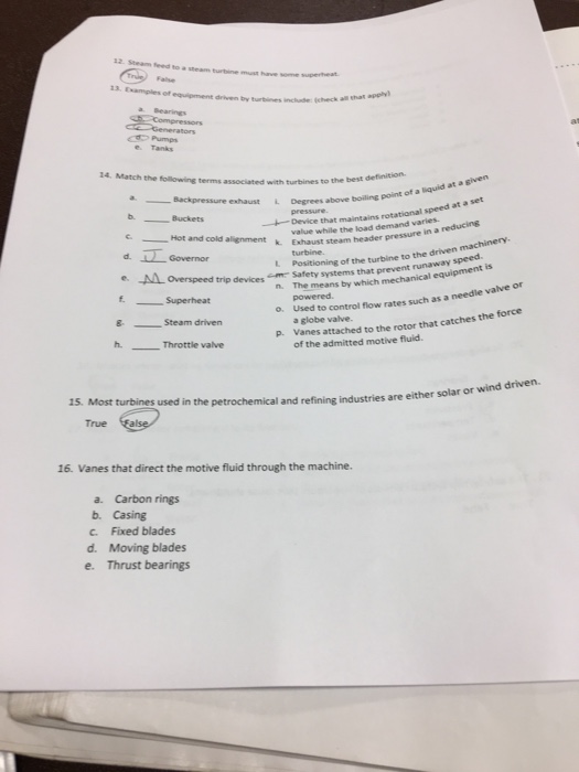 Solved Most turbines used in the petrochemical and refining | Chegg.com