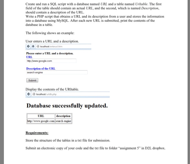Solved Create and run a SQL script with a database named URL | Chegg.com