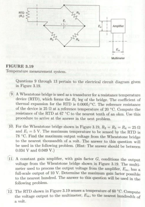 Solved R2 RTD (RI) E, Amplifier Em Multimeter FIGURE 3.19 | Chegg.com