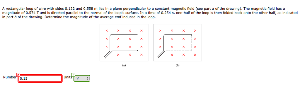 Solved A rectangular loop of wire with sides 0.122 and 0.558 | Chegg.com