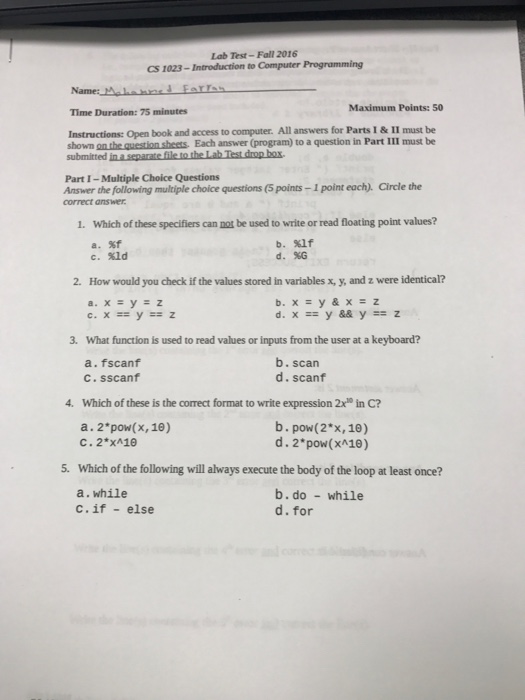 Solved Answer the following multiple choice questions (5 | Chegg.com