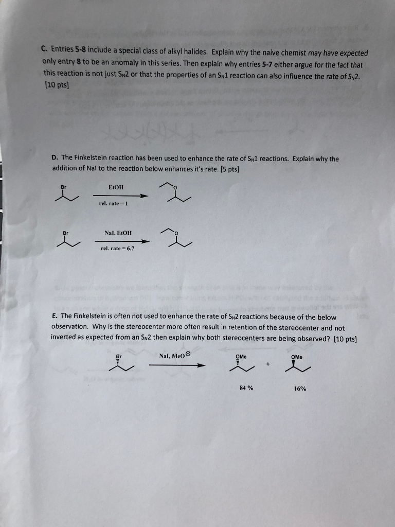Solved 2. You performed a Finkelstein reaction (replacing a | Chegg.com