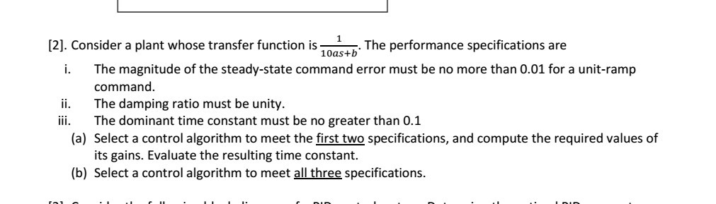 Solved [2]. Consider a plant whose transfer function is | Chegg.com