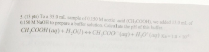 Solved To a 35.0 mL sample of 0.150 M acetic acid (CH3COOH), | Chegg.com