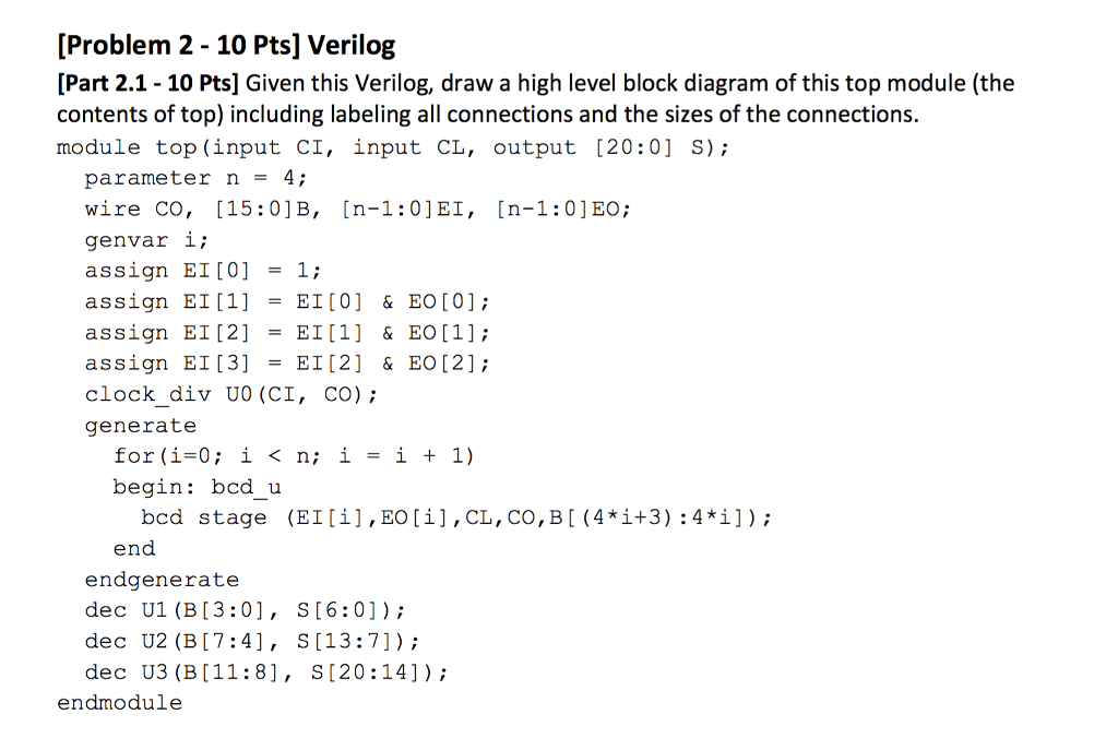 Solved Given this Verilog, draw a high level block diagram | Chegg.com