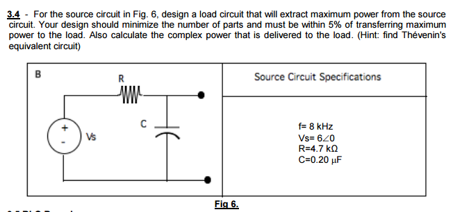 Solved 3.2 For the following source circuit of Figure 4, | Chegg.com