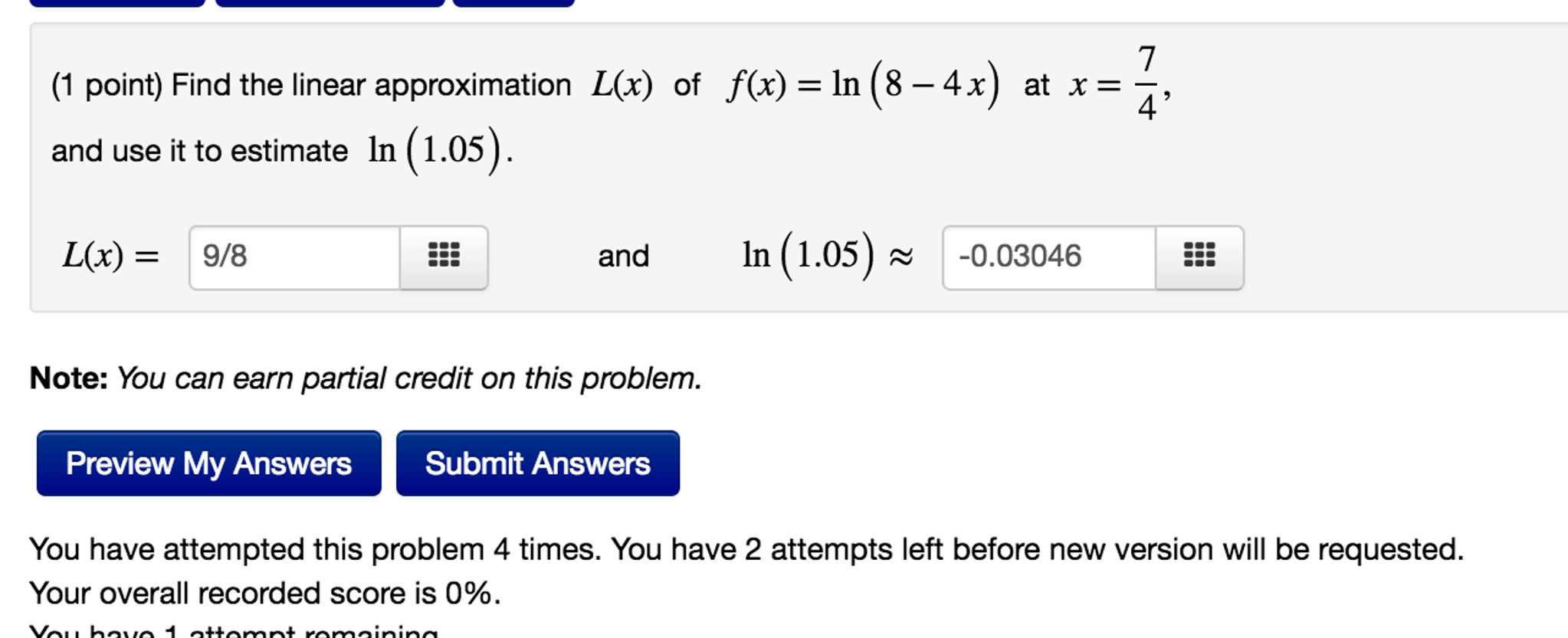 Solved Find the linear approximation L(x) of f(x) = In (8 | Chegg.com