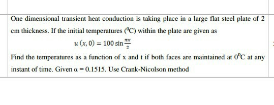 One dimensional transient heat conduction is taking | Chegg.com