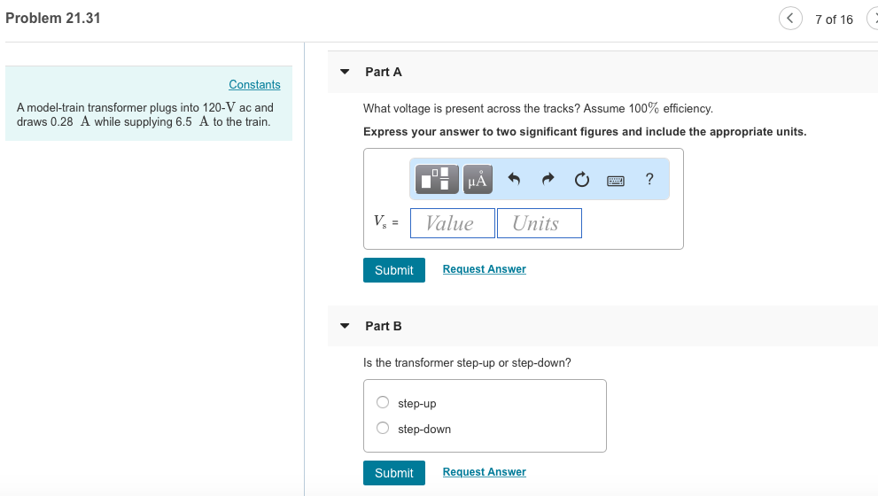 Solved Problem 21.31 7 of 16 Part A Constants A | Chegg.com