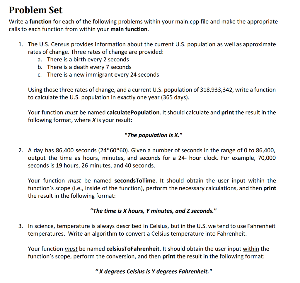 Solved Problem Set Write A Function For Each Of The 