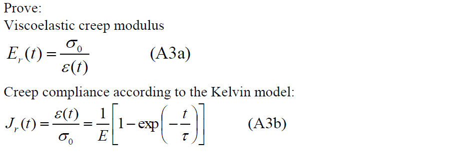 Solved Prove: Viscoelastic creep modulus Er(t) = | Chegg.com