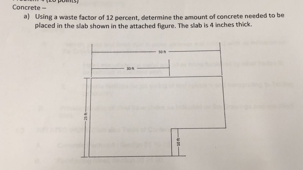 Solved Concrete - Using a waste factor of 12 percent, | Chegg.com