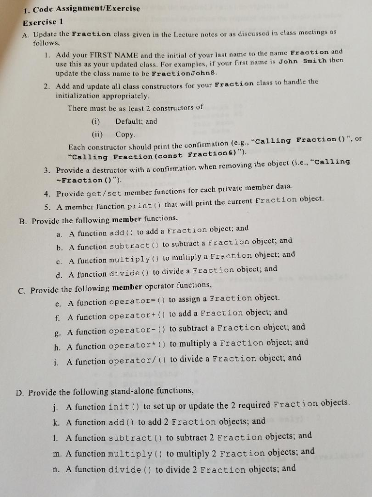 Solved 1. Code Assignment/Exercise Exercise 1 A. Update the | Chegg.com
