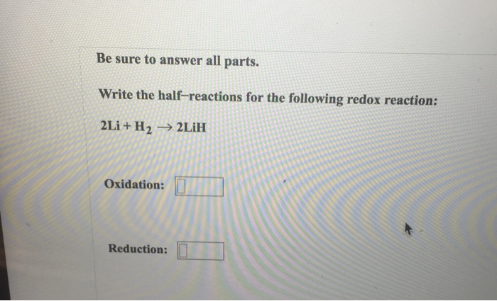 Solved Write the half-reactions for the following redox | Chegg.com