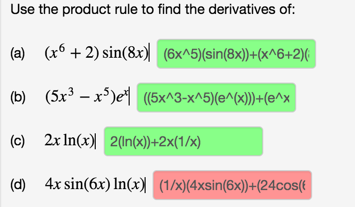 Solved Use the product rule to find the derivatives of: | Chegg.com