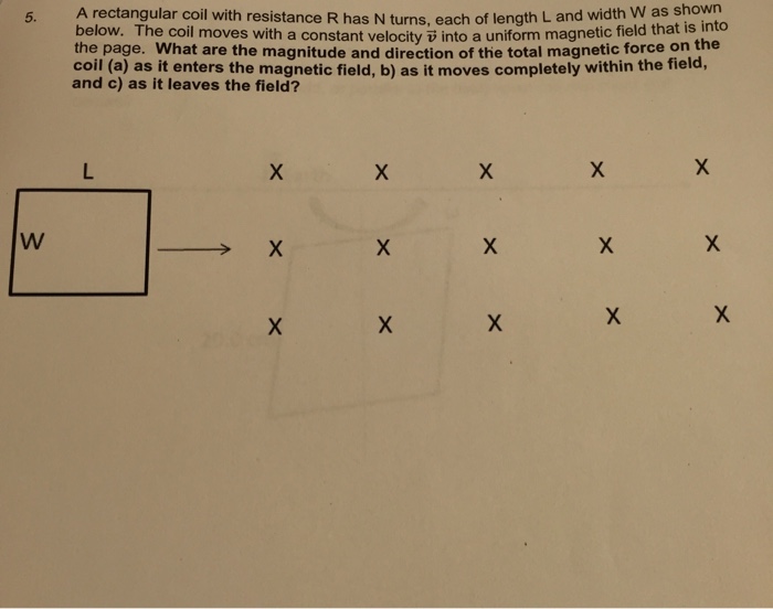 Solved A rectangular coil with resistance R has N turns, | Chegg.com