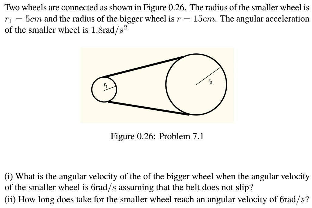 Solved Two wheels are connected as shown in Figure 0.26. The | Chegg.com