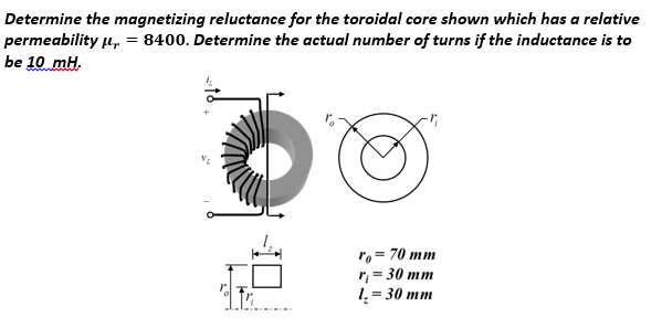 Solved Determine the magnetizing reluctance for the toroidal | Chegg.com