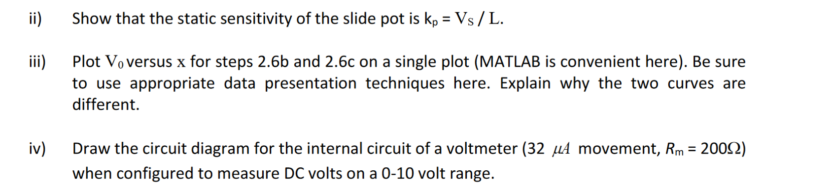 Solved ii) Show that the static sensitivity of the slide pot | Chegg.com