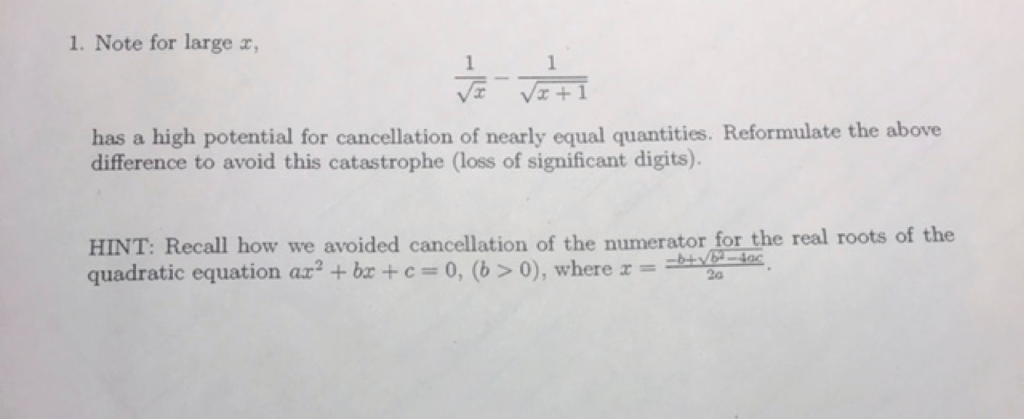 Solved Note for large x, 1/Squareroot x - 1/Squareroot x + 1 | Chegg.com