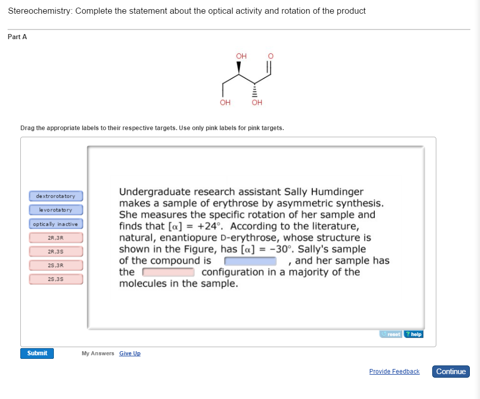 Solved Stereochemistry: Complete the statement about the | Chegg.com
