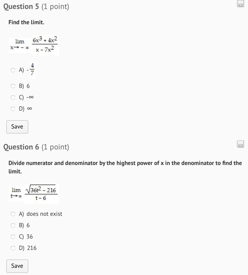 Solved Find The Limit Lim X Rightarrow Infinity 6x 3