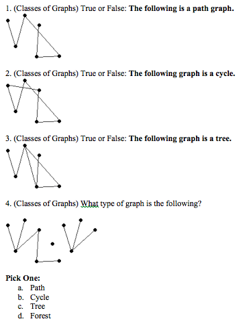 Solved 1. (Classes of Graphs) True or False: The following | Chegg.com