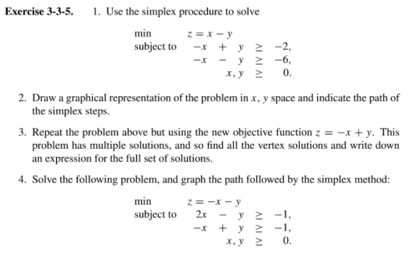 Solved Exercise 3-3-5.1. Use the simplex procedure to solve | Chegg.com