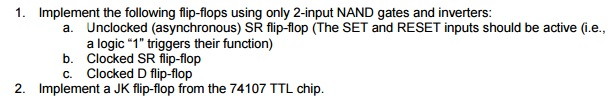 Solved Implement the following flip-flops using only 2-input | Chegg.com