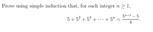 Solved Prove using simple induction that, for each integer n | Chegg.com