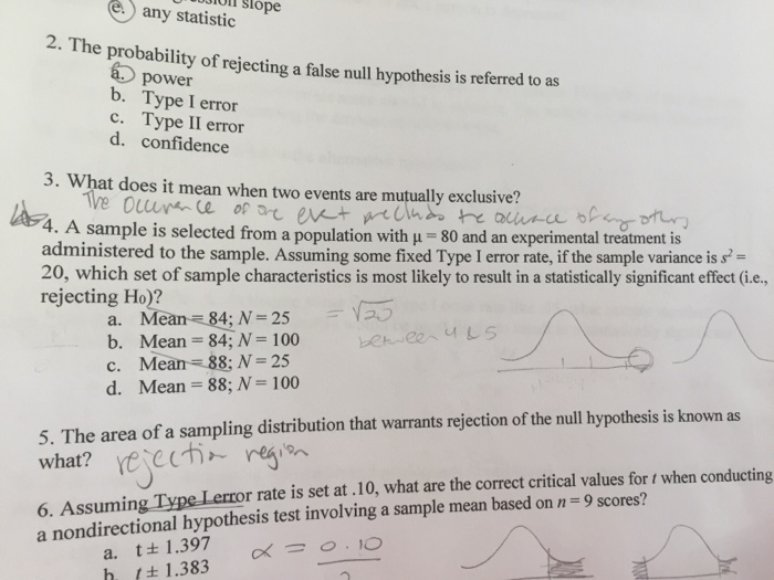Solved The probability of rejection a false null hypothesis | Chegg.com