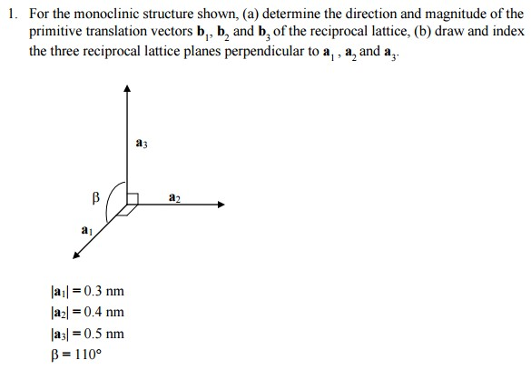 Solved 1. For the monoclinic structure shown, (a) determine | Chegg.com