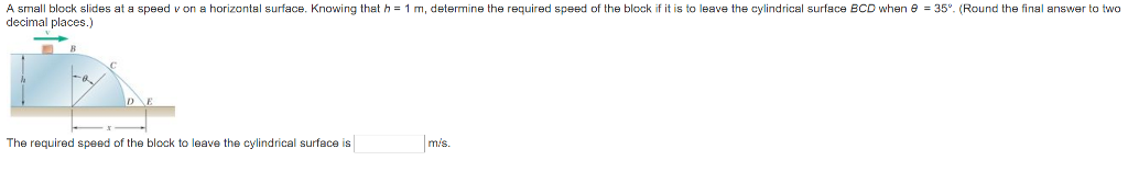 Solved A small block slides at a speed v on a horizontal | Chegg.com