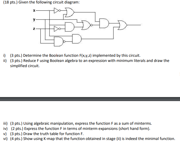 Solved (18 pts.) Given the following circuit diagram ) (3 | Chegg.com