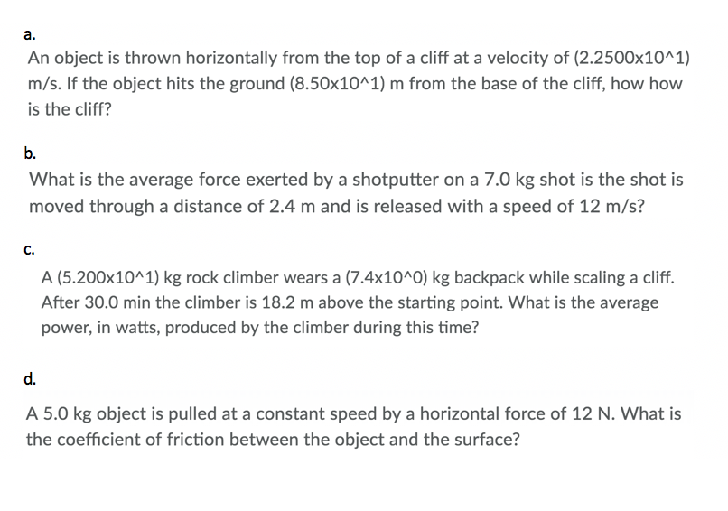 Solved a. An object is thrown horizontally from the top of a | Chegg.com