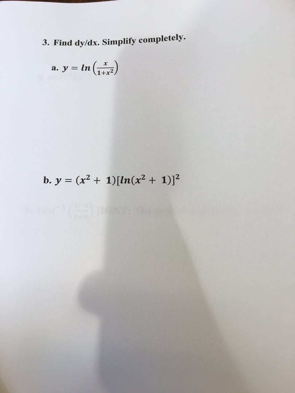 Solved Find dy/dx. Simplify completely. y = ln(x/1 + x^2) | Chegg.com