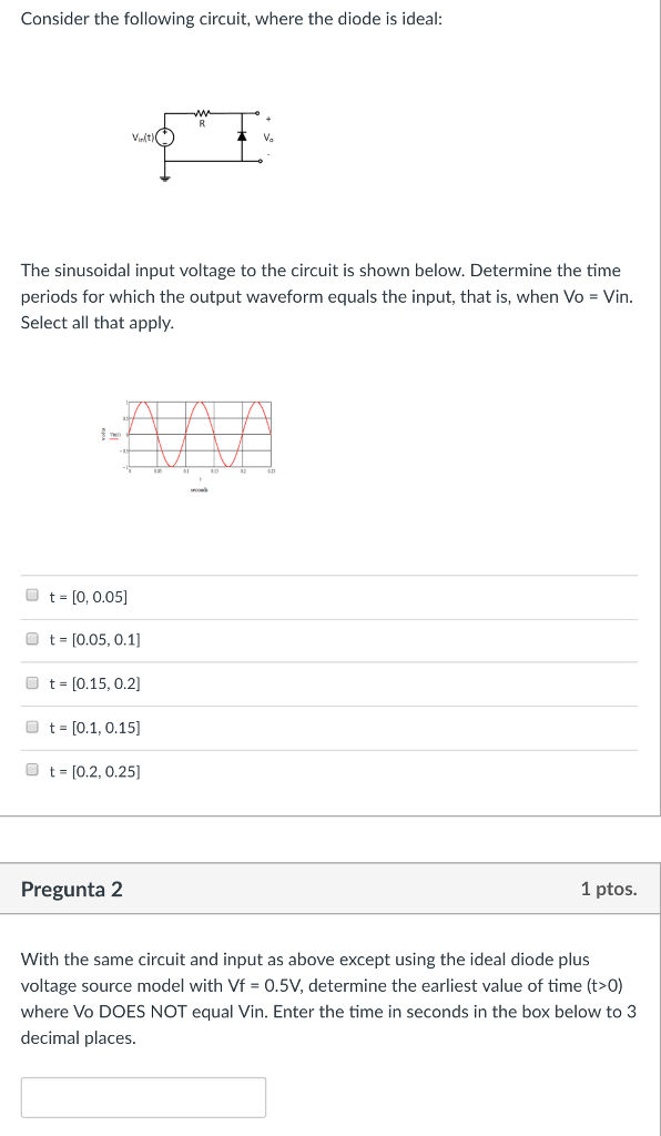 Solved Consider the following circuit, where the diode is | Chegg.com