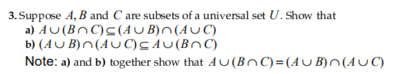 Solved Suppose A, B and C are subsets of a universal set U. | Chegg.com